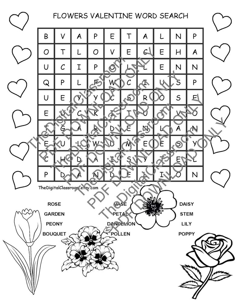 Valentine's Day Word Search COMPLETE BUNDLE Grades 1-4 - Etsy