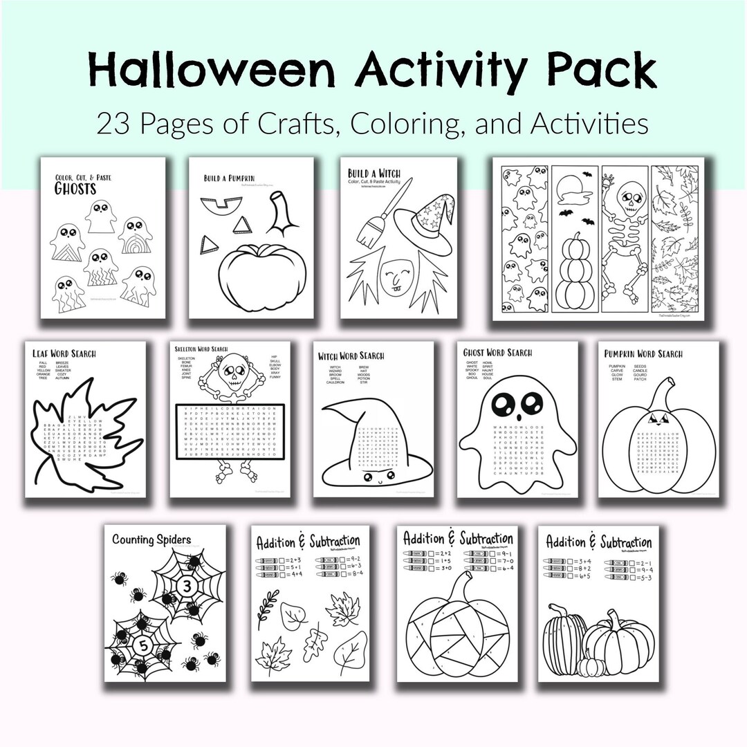 Halloween Activity Pack Printable Bundle for Kids - Etsy