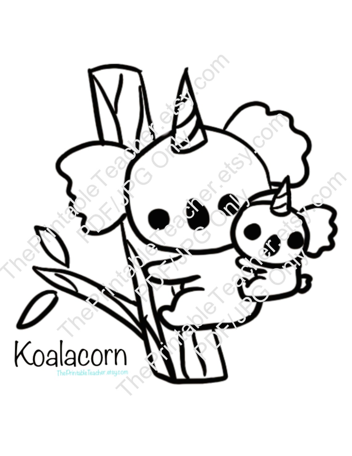 Animalcorn Coloring Pages - Etsy