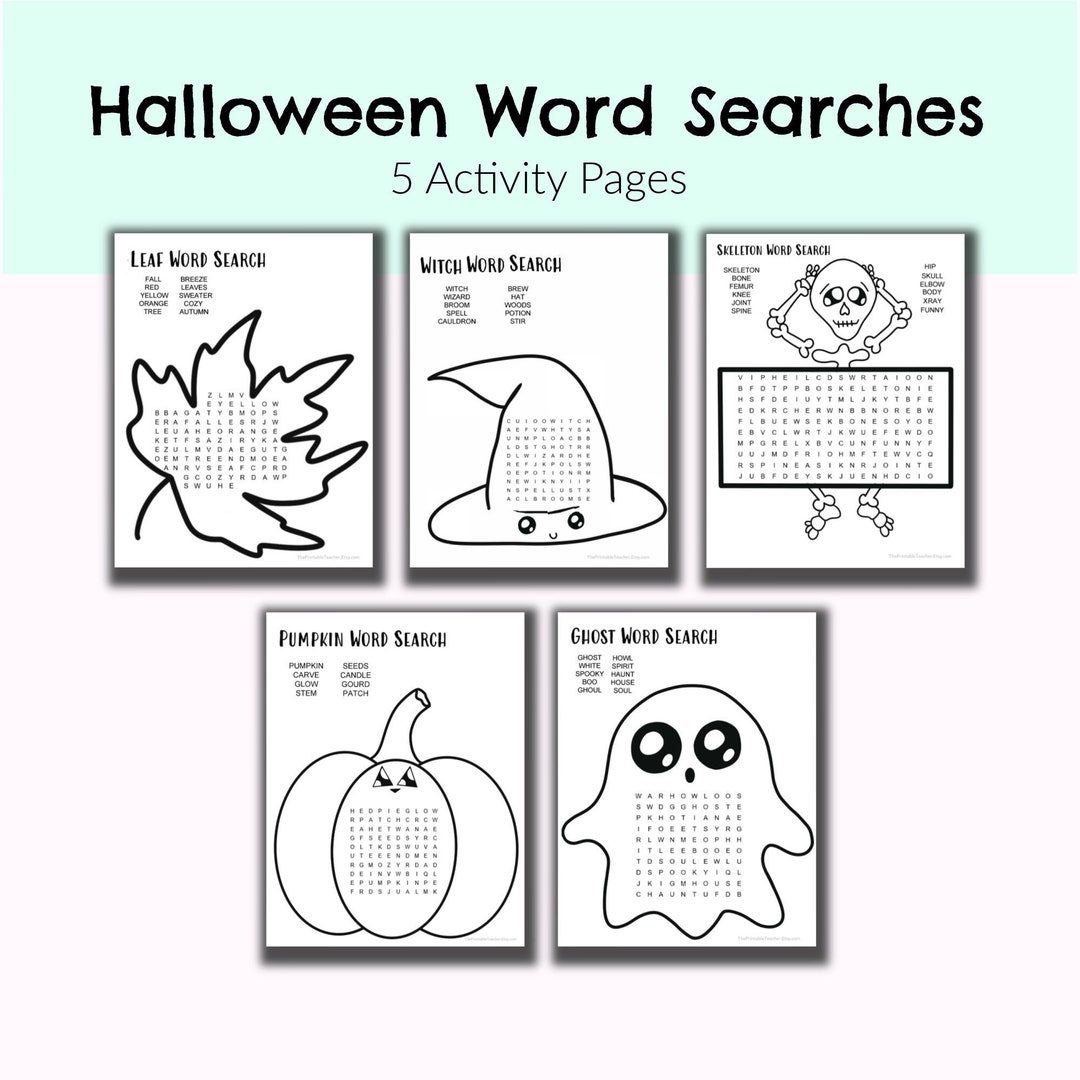 Halloween Word Searches Grades K-4 - Etsy