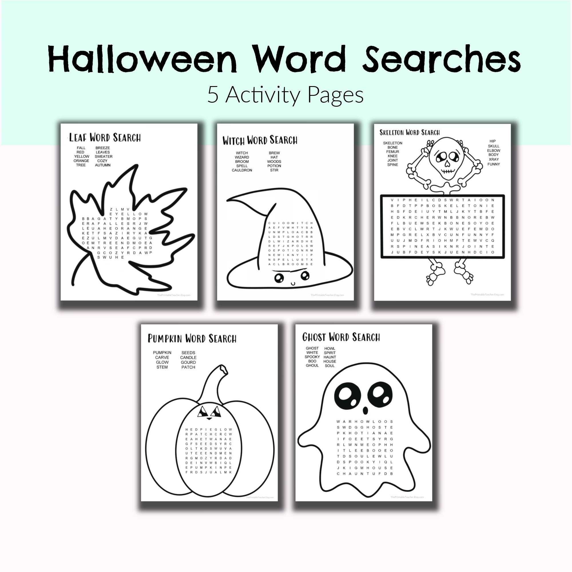 Halloween Word Searches Grades K-4 - Etsy