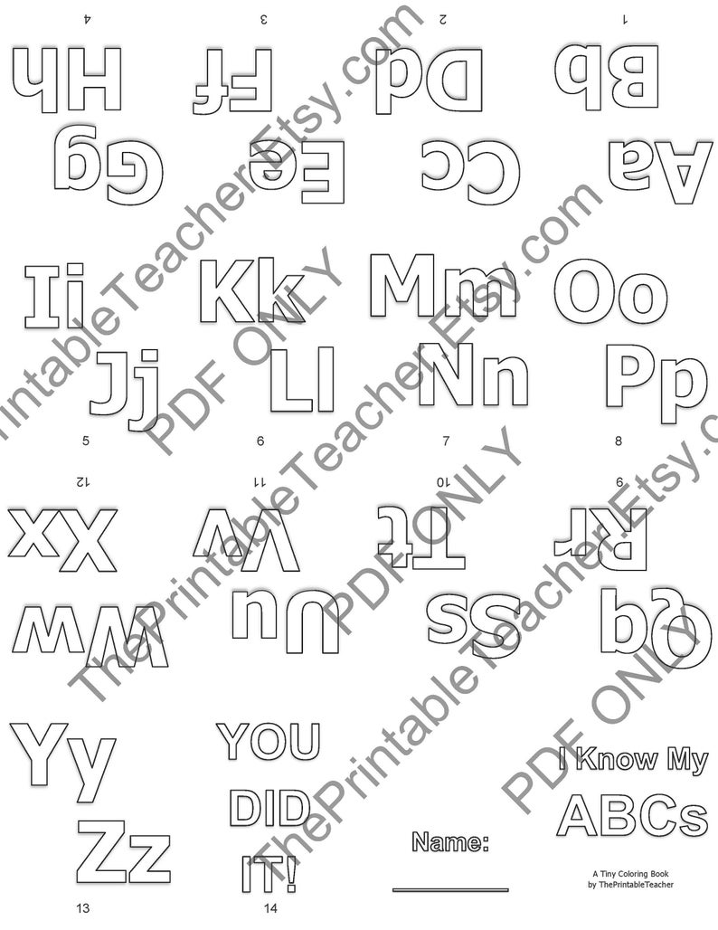 I Know My Abcs Tiny Coloring Book - Etsy