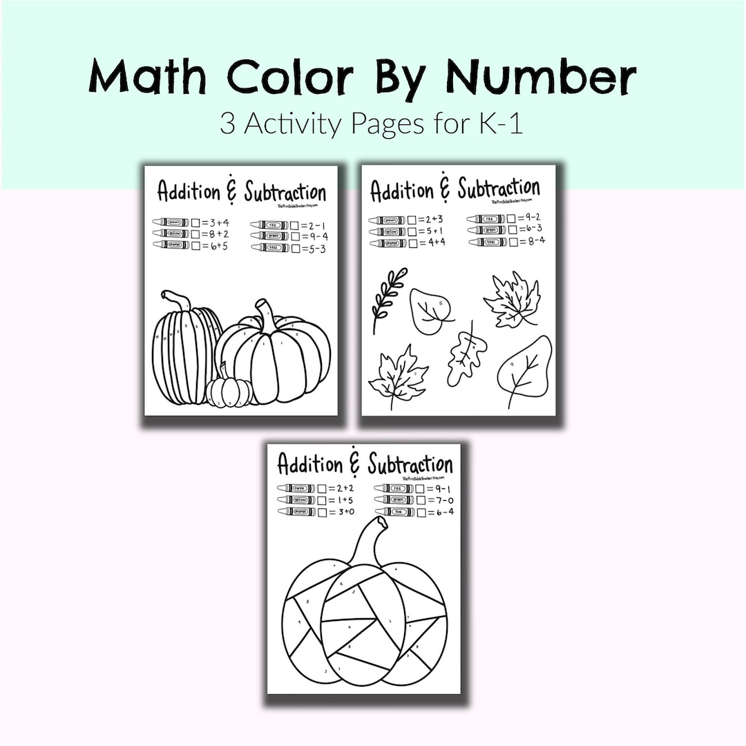 Math Color by Number Fall Themed Activity for Kids Kindergarten and ...