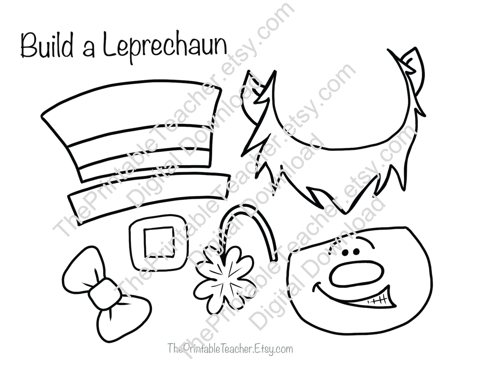 Build-a-leprechaun: Cut, Color, & Paste Prek Activity - Etsy