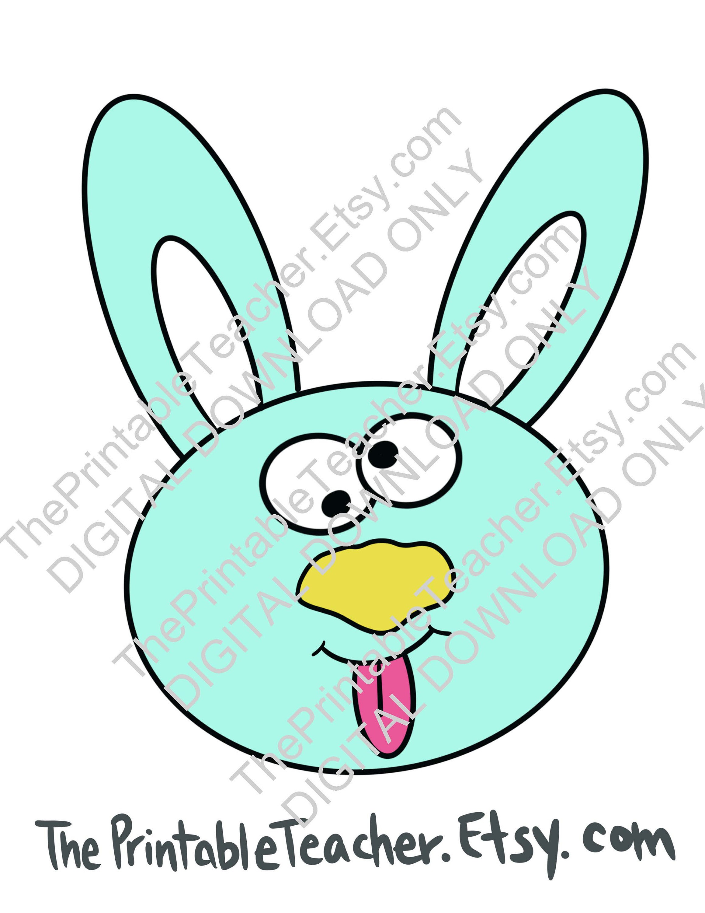 Funny Bunny Face for Prek and ESL Classrooms - Etsy Canada