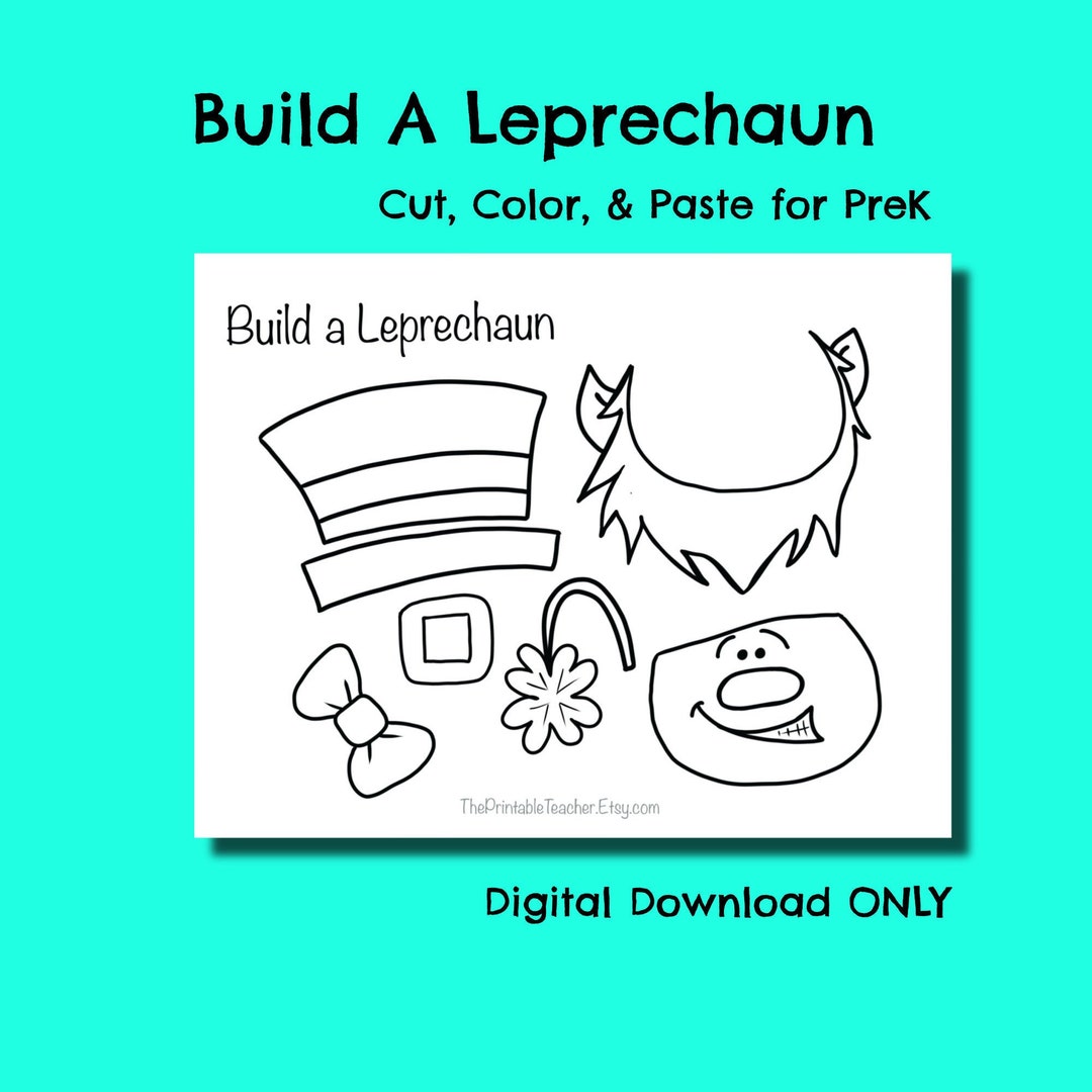 Build-a-leprechaun: Cut, Color, & Paste Prek Activity - Etsy