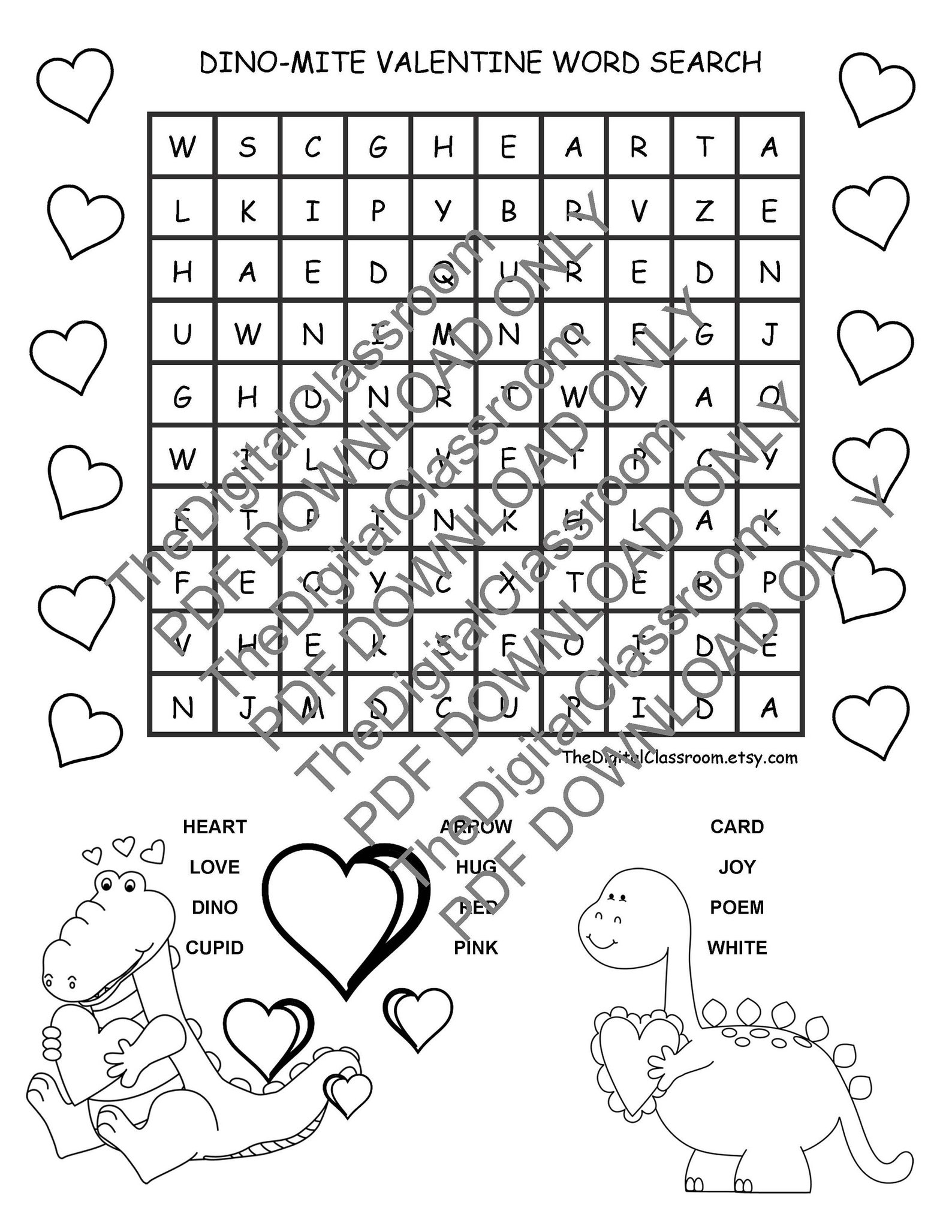 Valentine's Day Word Search COMPLETE BUNDLE Grades 1-4 - Etsy
