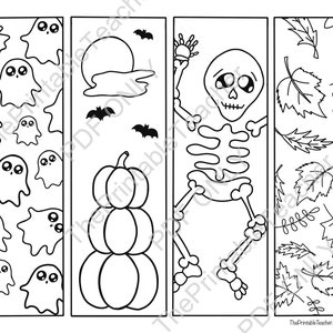 Halloween Bookmarks Coloring Page Printable - Etsy