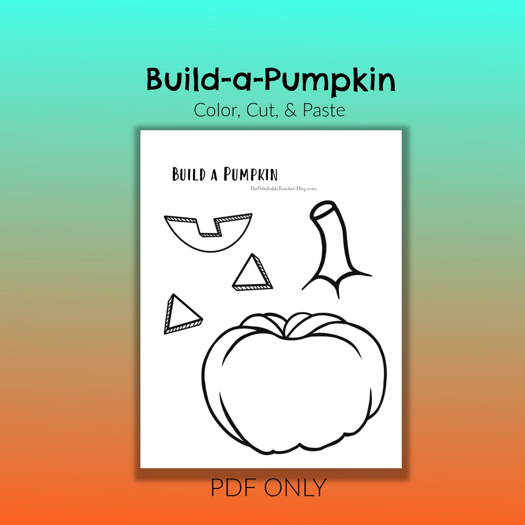 Build A Jack-o-lantern Pumpkin Cut, Color, and Paste Printable - Etsy
