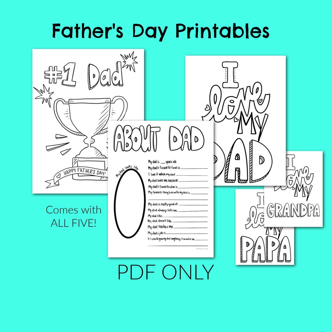 Father's Day Coloring and Activity Page Printables - Etsy