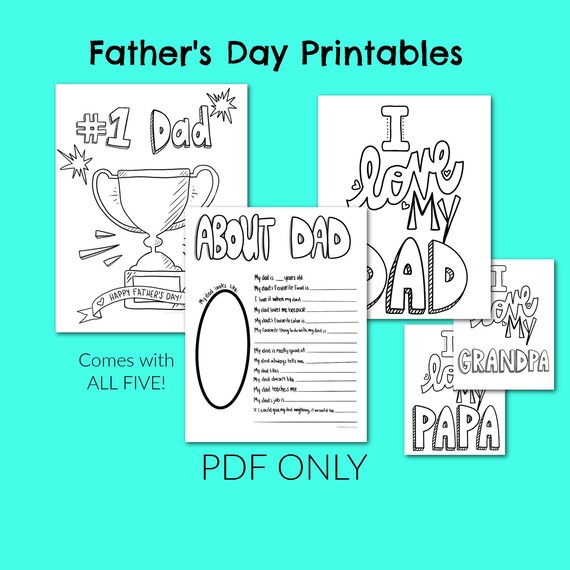 Father's Day Coloring and Activity Page Printables | Etsy