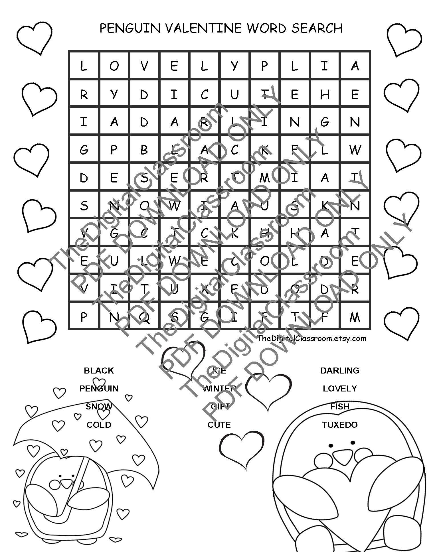 Valentine's Day Word Search COMPLETE BUNDLE Grades 1-4 - Etsy