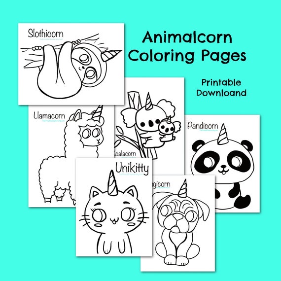 Animalcorn Coloring Pages | Etsy