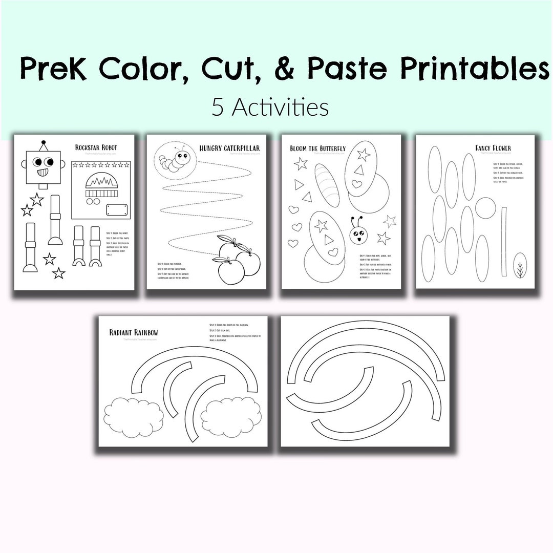 Color, Cut, & Paste Bundle Prek Kindergarten - Etsy