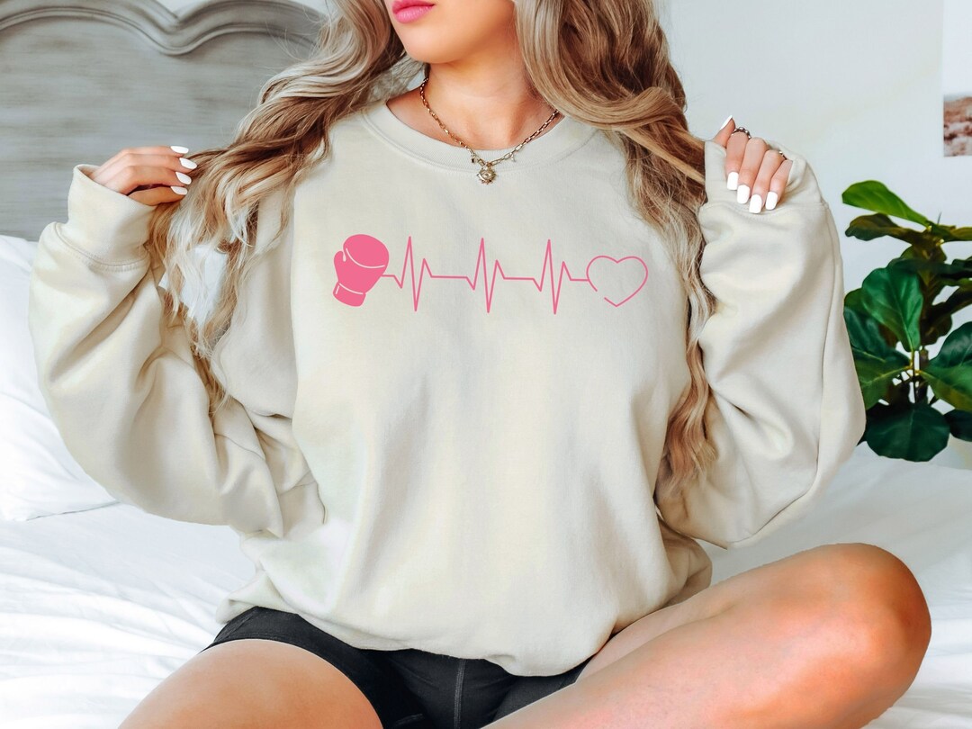 Boxing Sweatshirt, Ekg Boxing Glove, Boxer Heartbeat, Boxing Lover ...