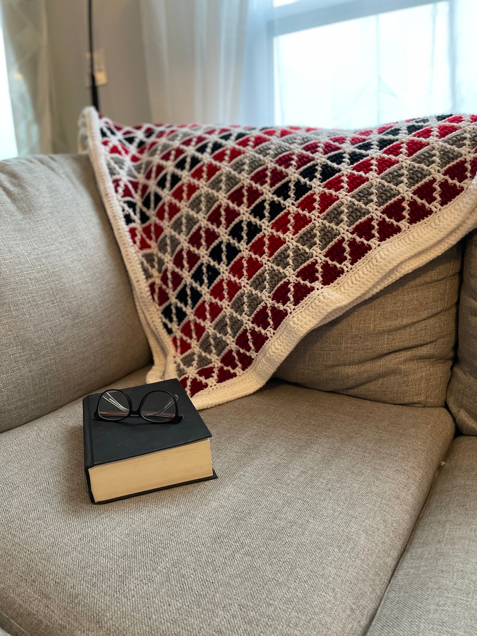 Mosaic Crochet Blanket - Etsy