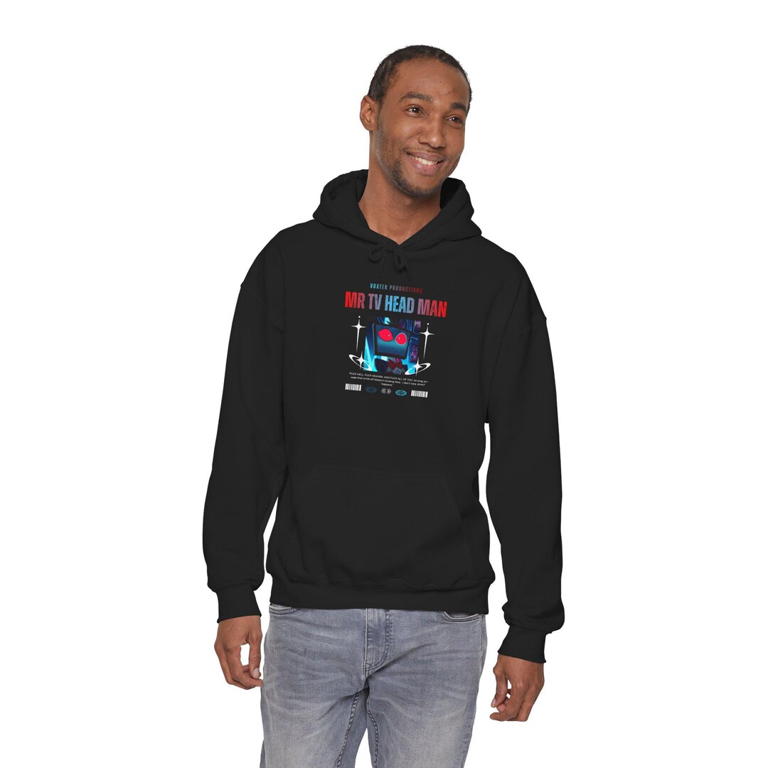 Hazbin Hotel Vox Voxtek the Vees Mr TV Head Man Graphic Hoodie | Retro ...