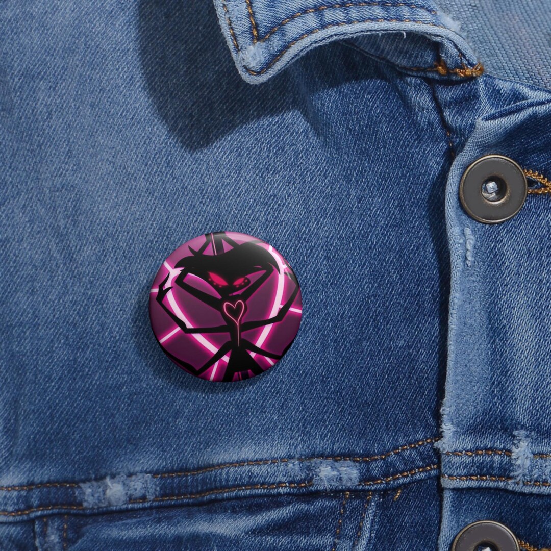 Hazbin Hotel Angel Dust Neon Heart Shadow Cat Pin Button | 1.25in Round ...