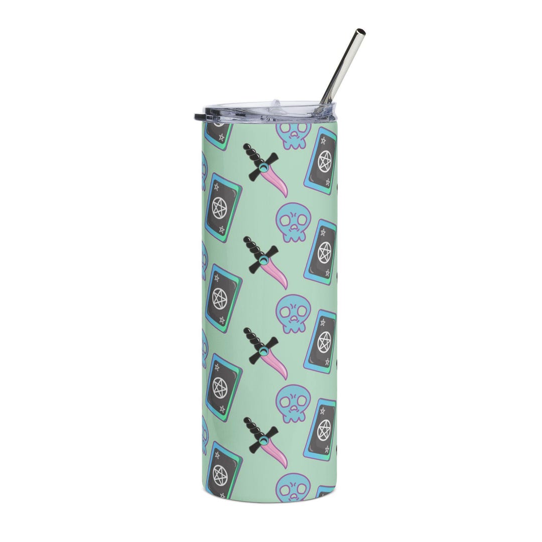 Kawaii Goth Pastel Goth Dagger Skull Pattern Tumbler | 20oz Stainless ...