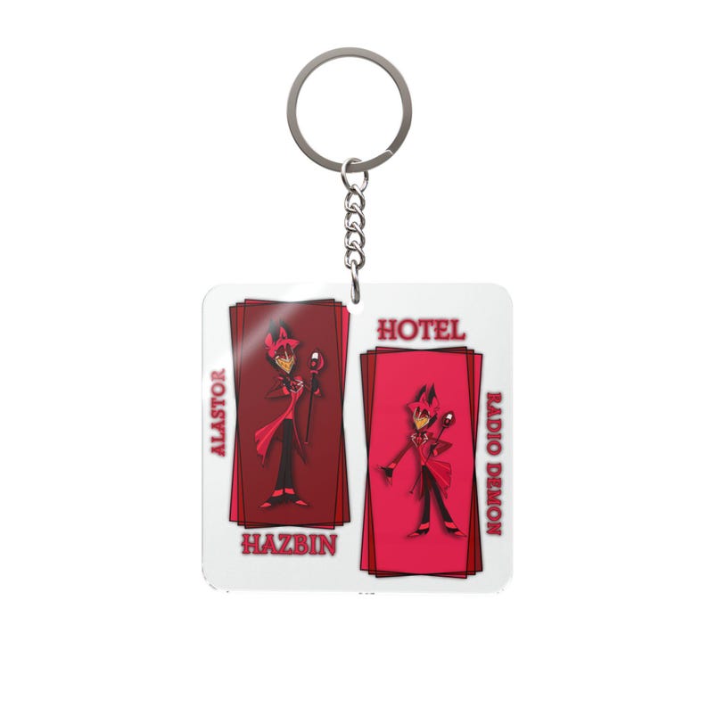 Alastor Radio Demon Hazbin Hotel Square Keychain | Anime Character ...