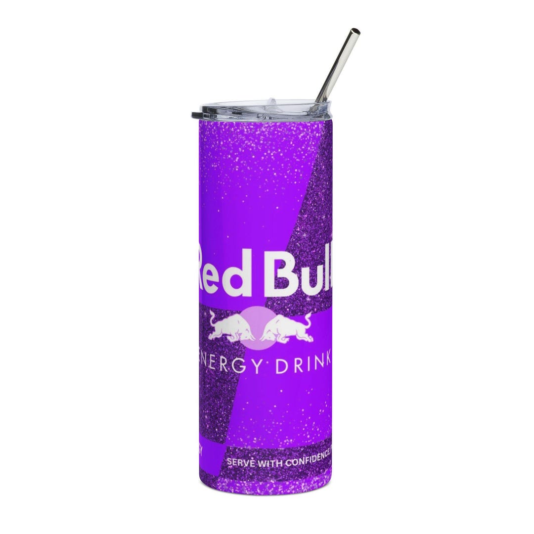 Purple Red Bull Logo Glitter Purple Tumbler | 20oz Stainless Steel ...