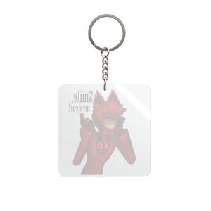 Hazbin Hotel Alastor Red Fox Monster Smile Keychain | Square Acrylic ...