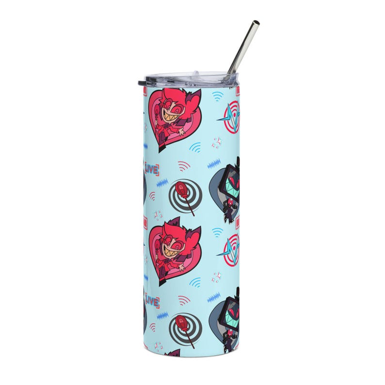 Hazbin Hotel VOX X Alastor Cartoon Heart Cat & Tech Emblem Stainless ...