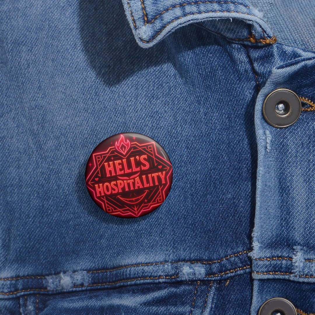 Hazbin Hotel Charlie Inspired Hells Hospitality Pin Button | Neon Devil ...