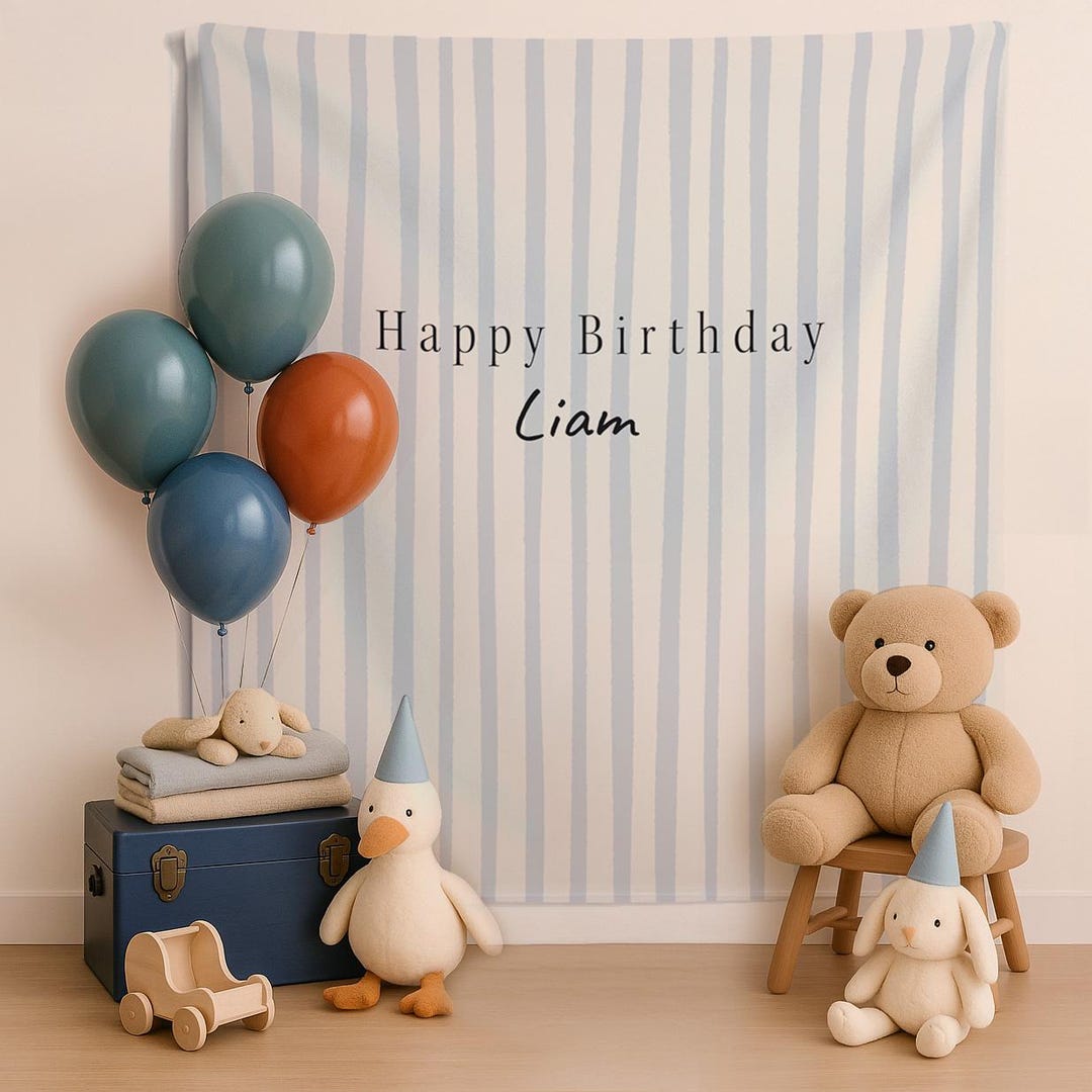 Personalized Baby Boy Birthday Banner - Custom Name Blue Party Sign ...