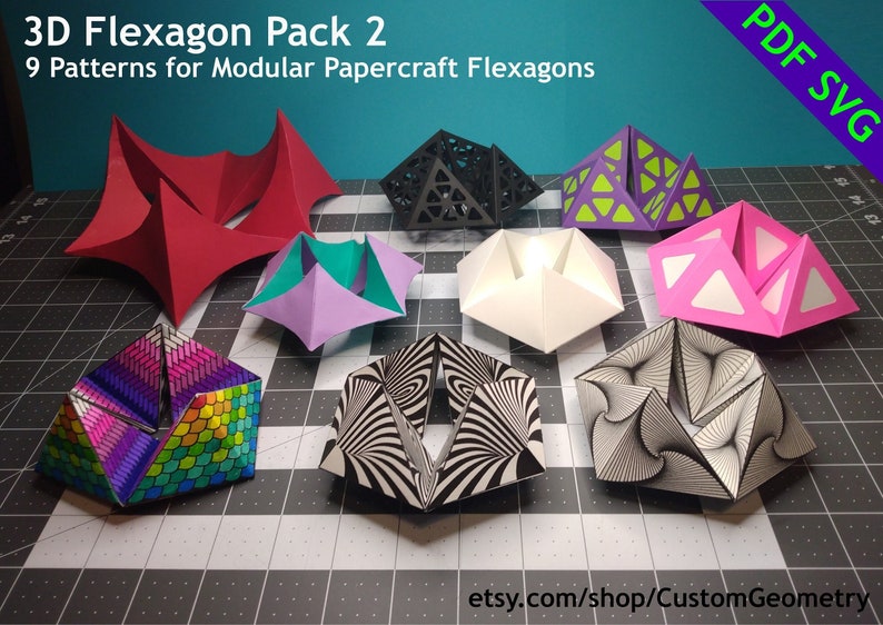 3D Flexagon Pack 2 - Infinity Fidget Toys - PDF SVG DIY Papercraft ...