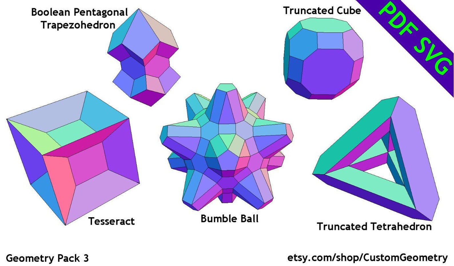 Geometry Pack 3 - PDF SVG DIY Papercraft Patterns for 5 Amazing ...
