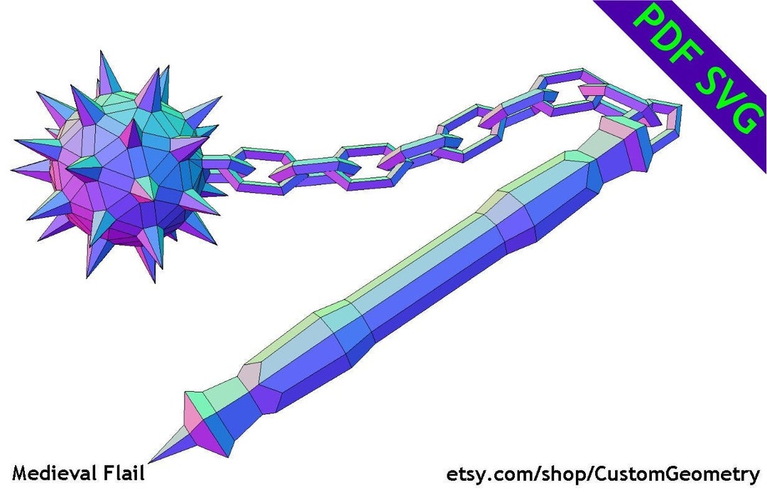 Medieval Flail PDF SVG DIY Papercraft Pattern for a Detailed Chain Mace ...