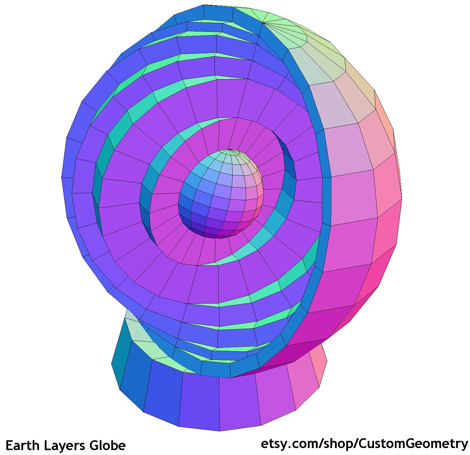 Earth Layers Globe - PDF SVG DIY Papercraft Pattern for an Educational ...