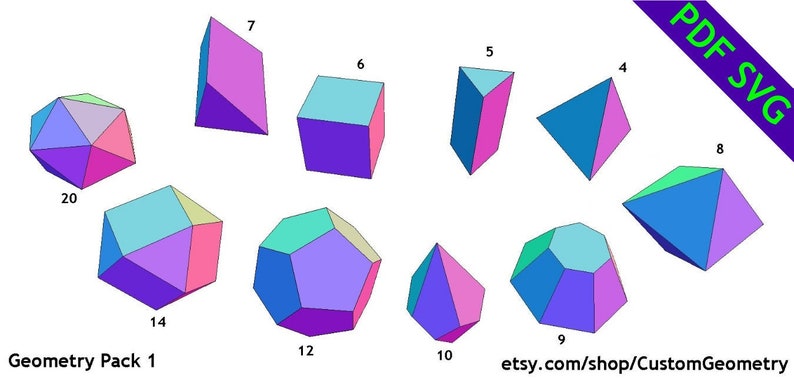 Geometry Pack 1 PDF SVG DIY Papercraft Patterns for 10 Basic - Etsy
