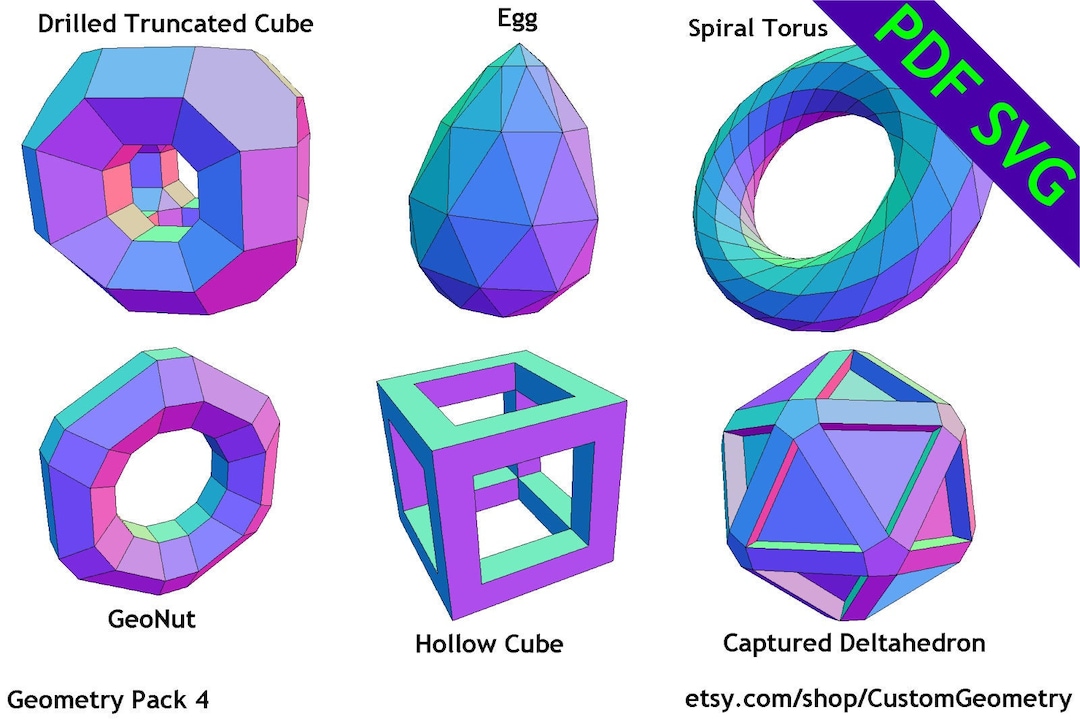 Geometry Pack 4 PDF SVG DIY Papercraft Patterns for 6 Incredible ...