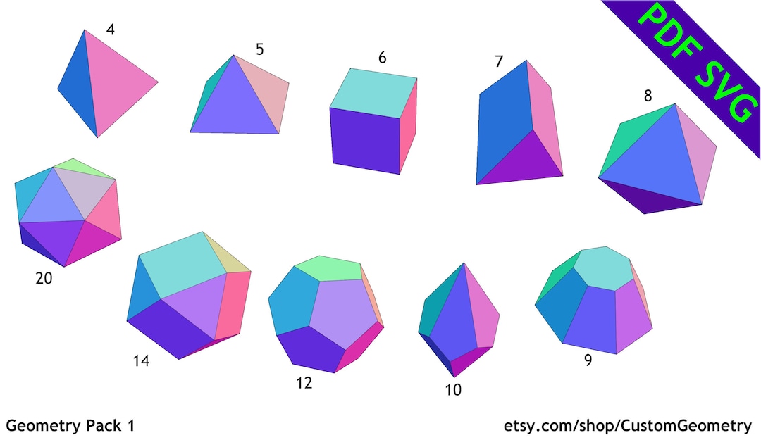Geometry Pack 1 - PDF SVG DIY Papercraft Patterns for 10 Basic ...