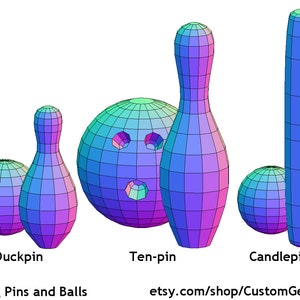 3D Bowling Pins and Balls Set - PDF SVG DIY Papercraft Patterns for ...