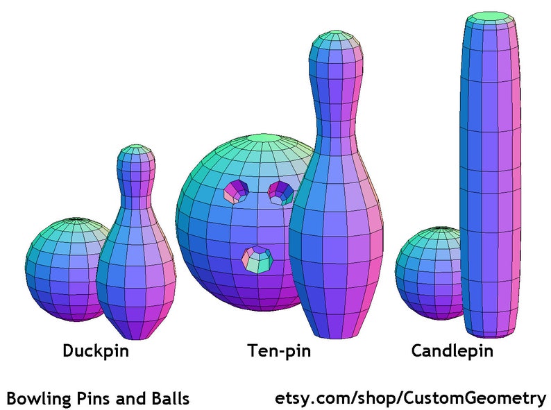 3D Bowling Pins and Balls Set - PDF SVG DIY Papercraft Patterns for ...