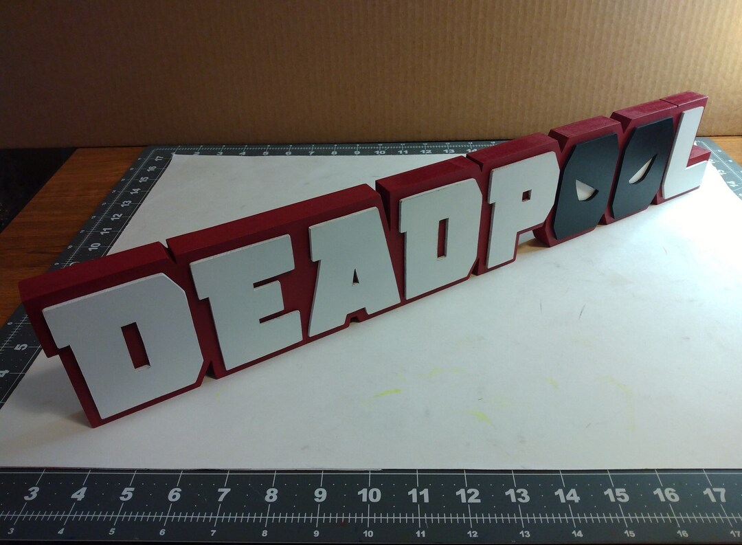 Deadpool Title 3D Wooden Logo for Game Room Mancave Garage Workshop ...