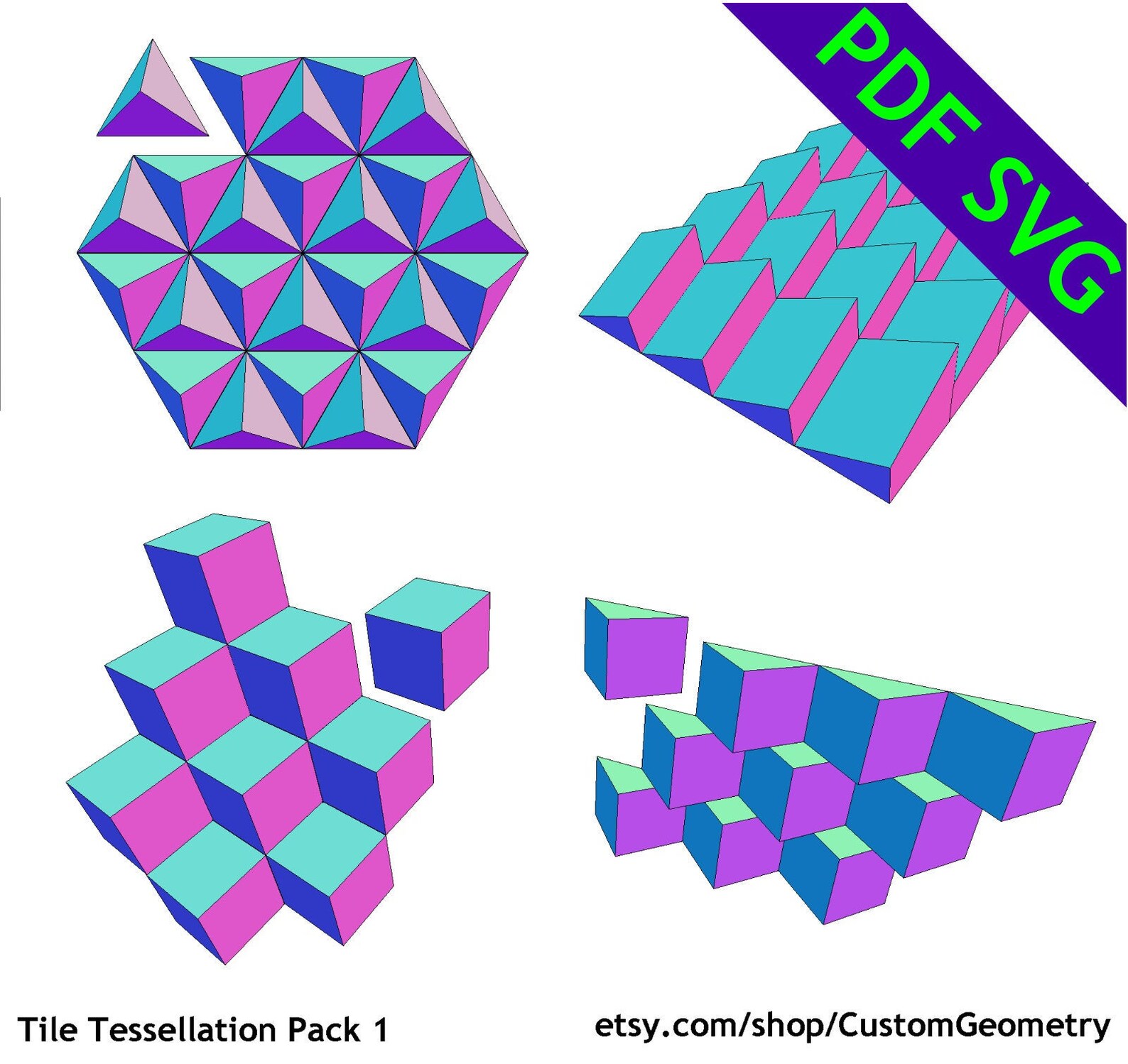 Tile Tessellation Pack 1 - the Cube - 3D Installation Acoustic Wall ...