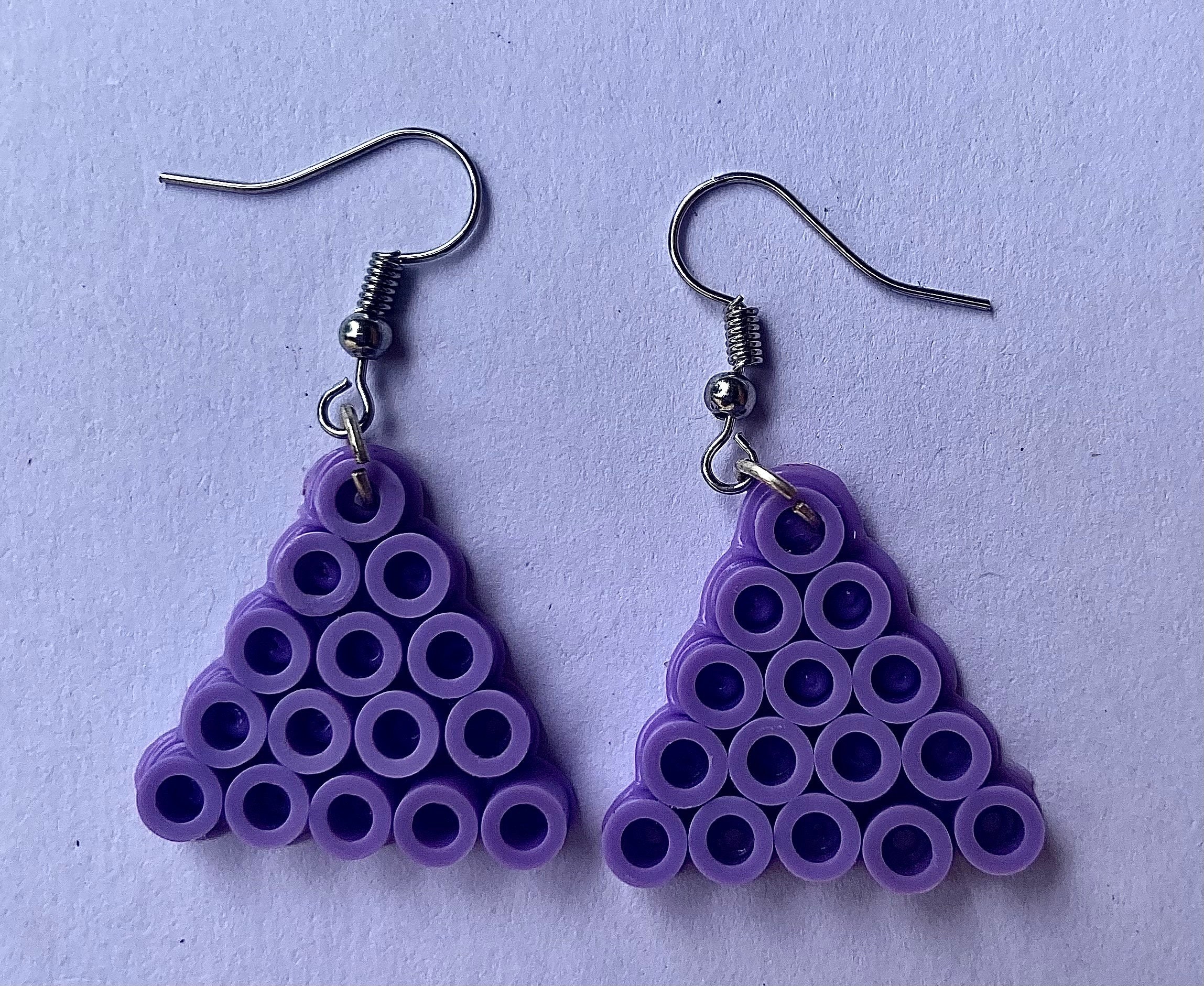 Purple Perler Bead Earrings - Etsy