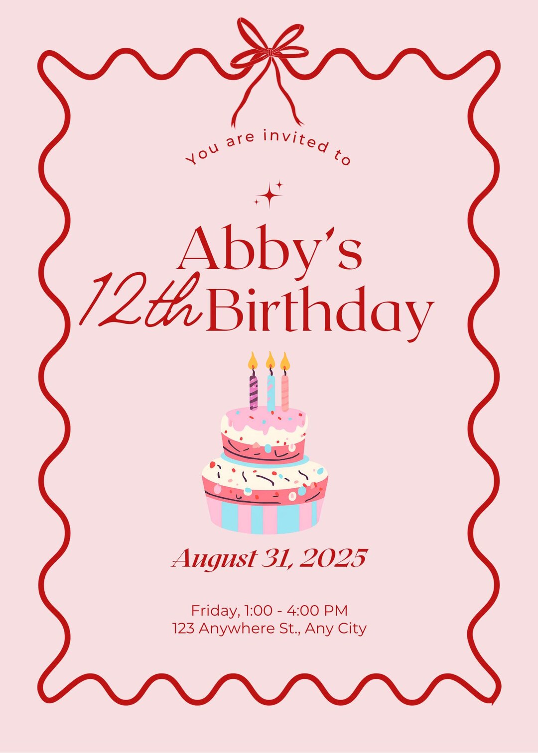 Customizable Birthday Invitation Template - Etsy