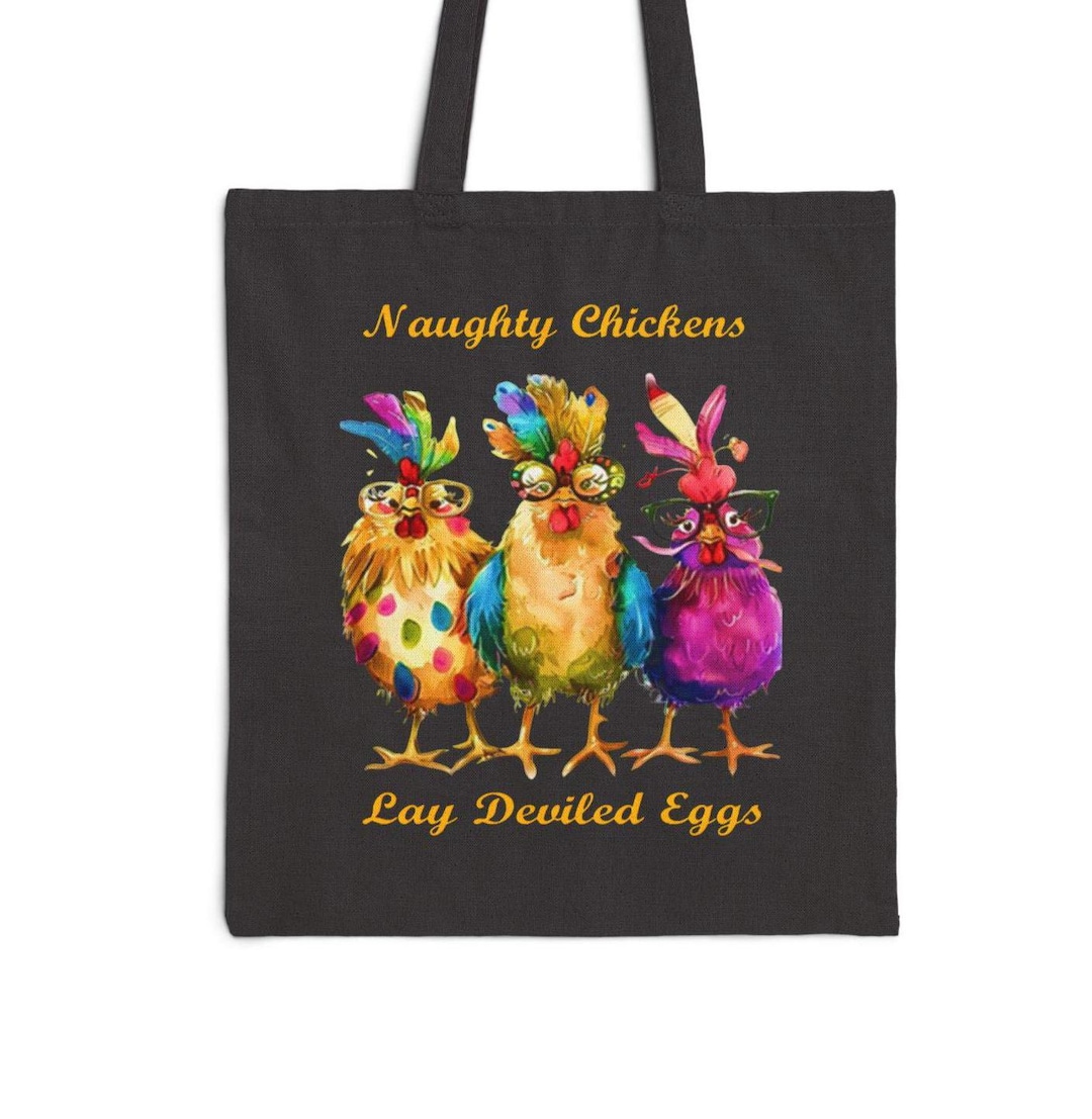 Naughty Chickens Tote Bag, Funny Farm Bag, Egg Hunt Shopping Tote, Gift ...