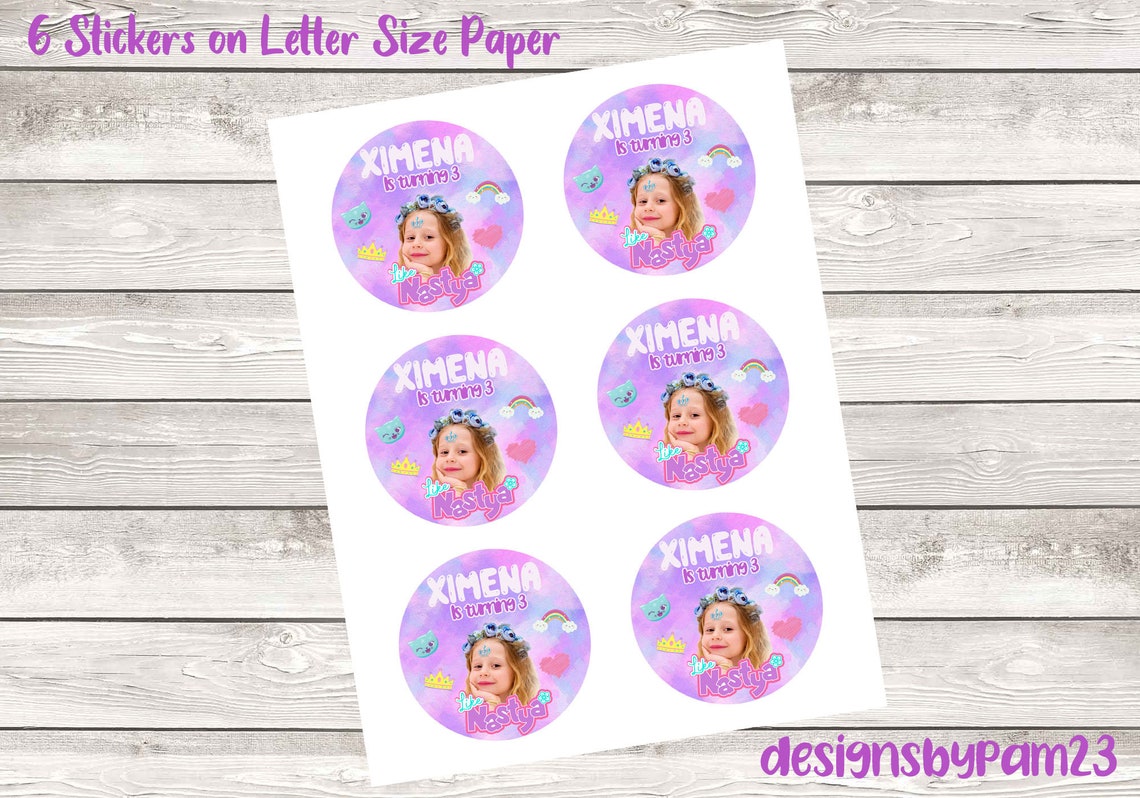 Like Nastya Digital Birthday Stickers, 6 Stickers on Letter Size Paper ...