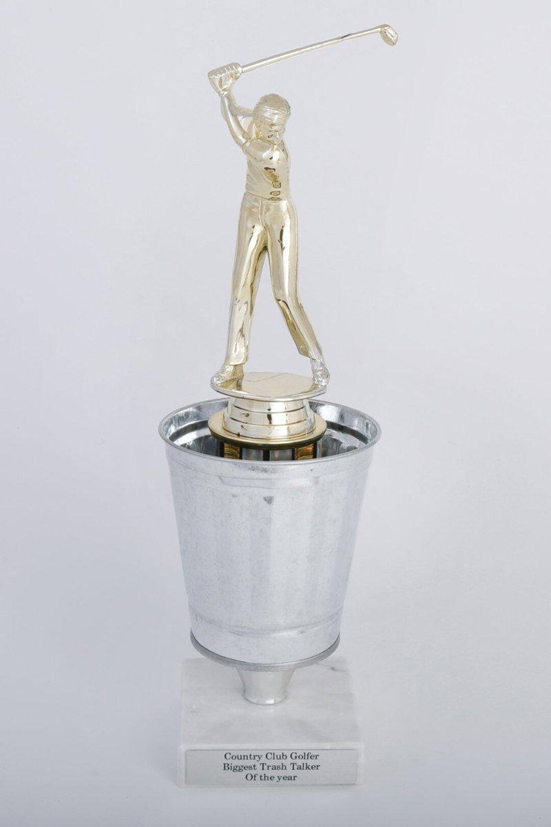 Golfer in Trash Can Trophy - Etsy