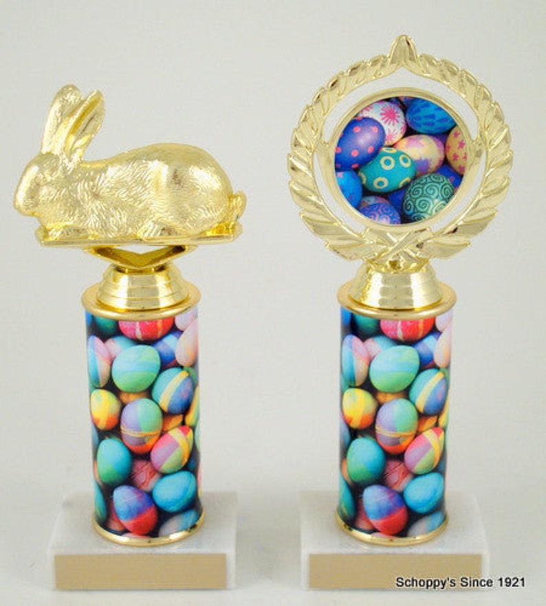 Bunny Trophy With Easter Egg Custom Round Column on Marble - Etsy