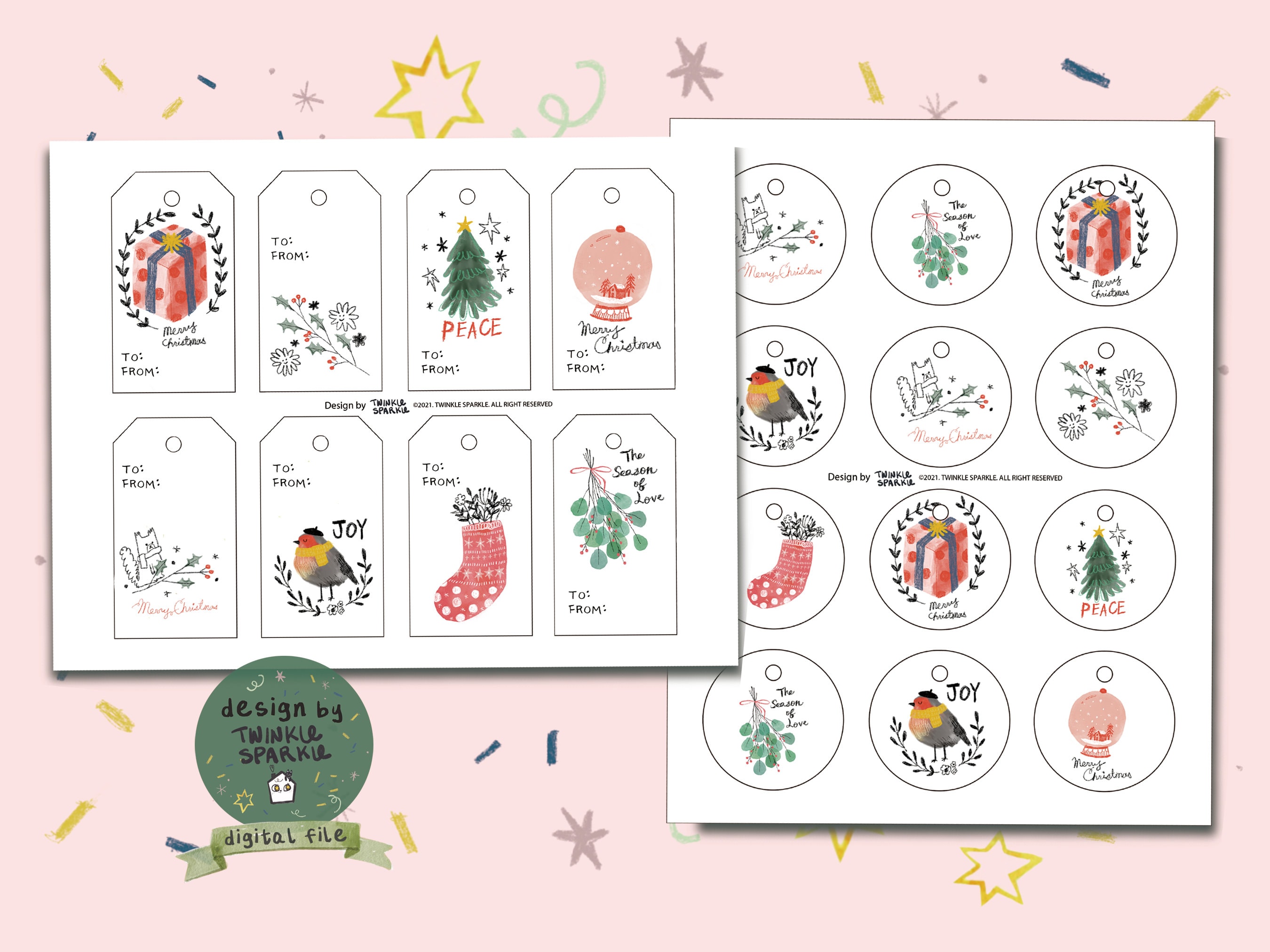 Printable Christmas Tags Holiday Gift Tags Printable Gift - Etsy