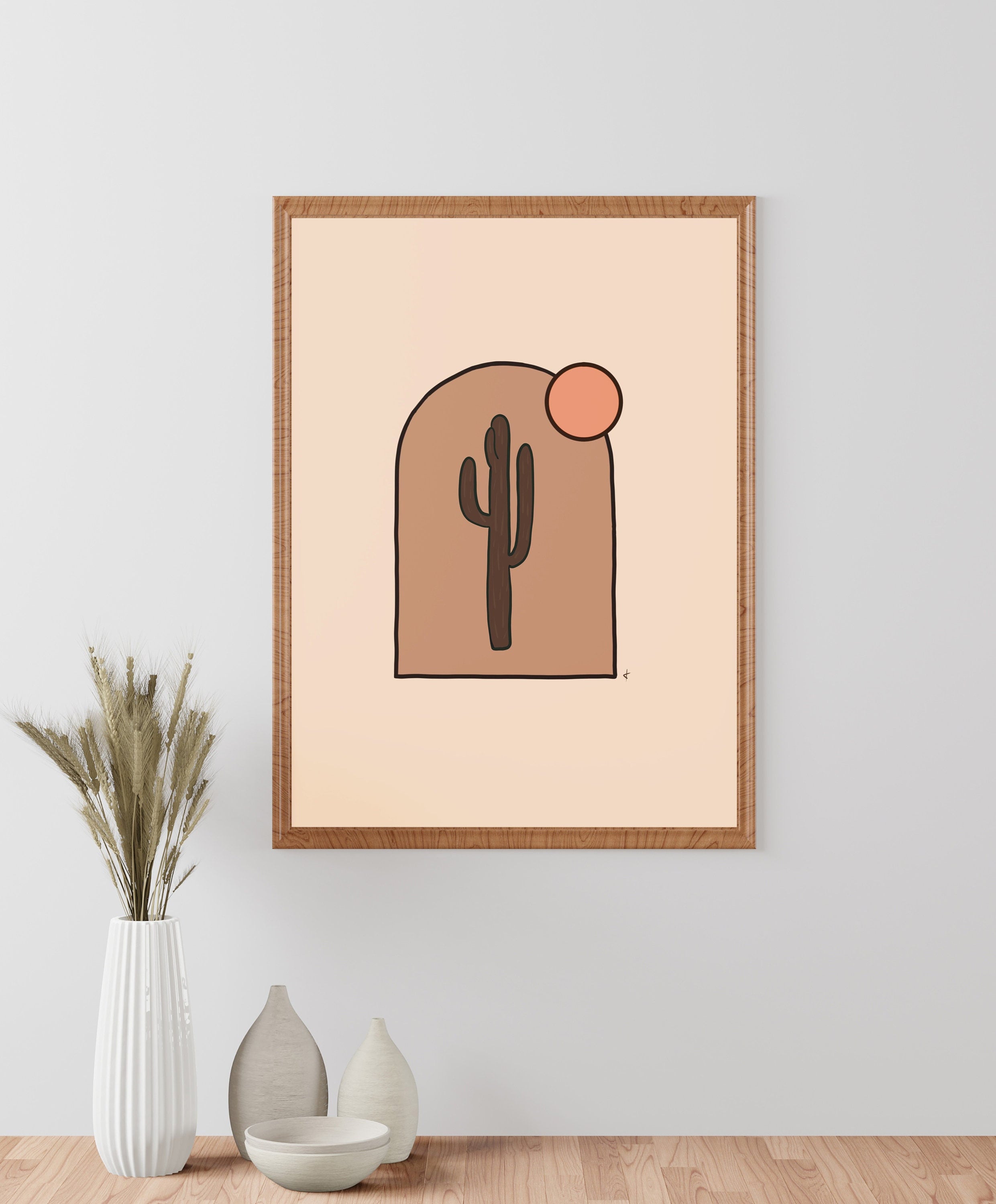 Cactus Desert Print, Desert Wall Art, Minimalist Poster, Illustration ...