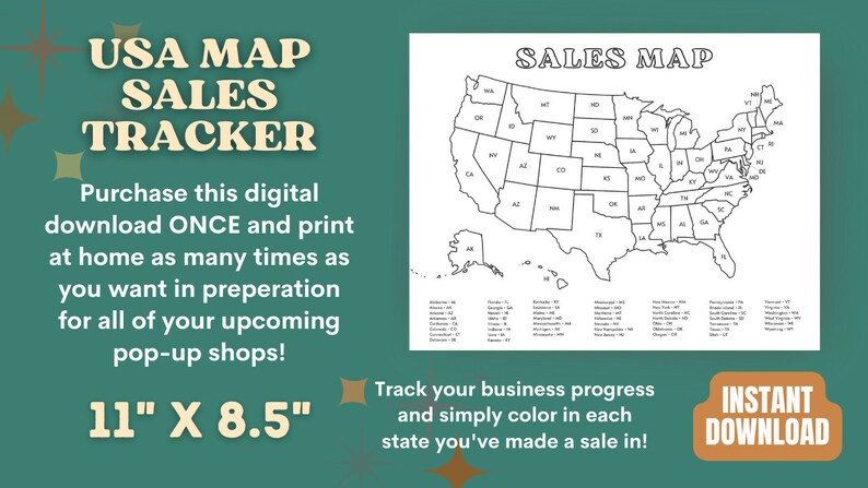 USA MAP Sales Tracker | Instant Download | Business Sales Tracker ...