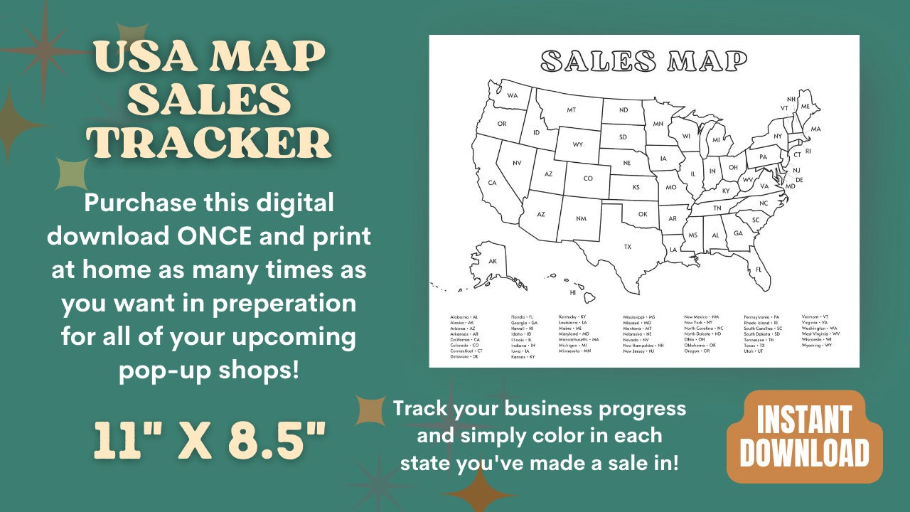 USA MAP Sales Tracker | Instant Download | Business Sales Tracker ...